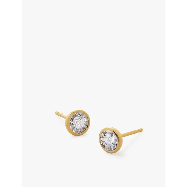 Monica Vinader Solitaire Diamond Stud Earrings - Yellow Gold