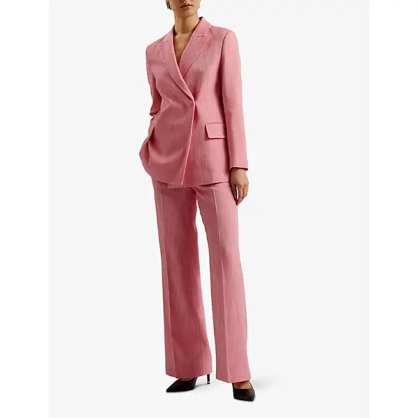 Ted Baker London Hiroko Wrap-Front Oversized Woven Blazer 8 In Pl