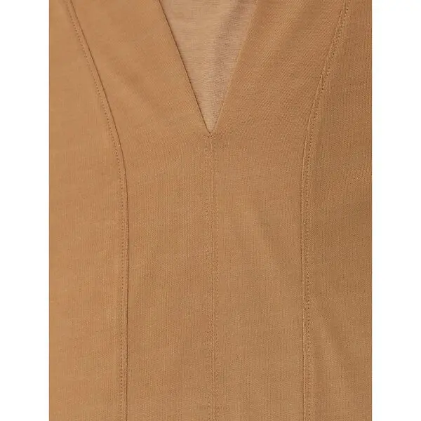 REISS Mira V-neck Sleeveless Woven Top - Camel