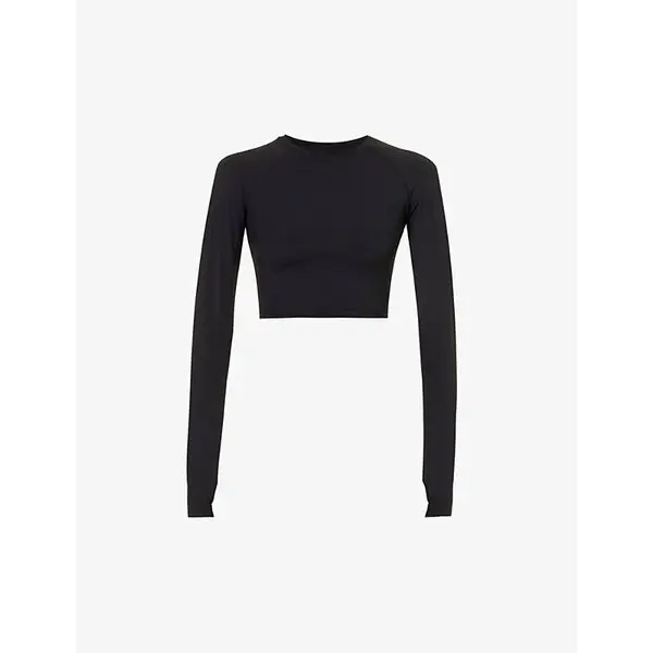 ADANOLA Fitted Long-sleeved Cropped T-shirt