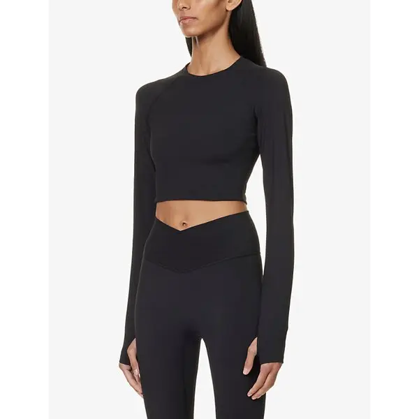 ADANOLA Fitted Long-sleeved Cropped T-shirt
