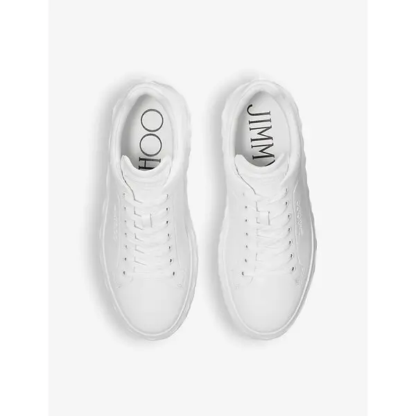 JIMMY CHOO Diamond Maxi Logo-embossed Leather Low-top Trainers - V White/white