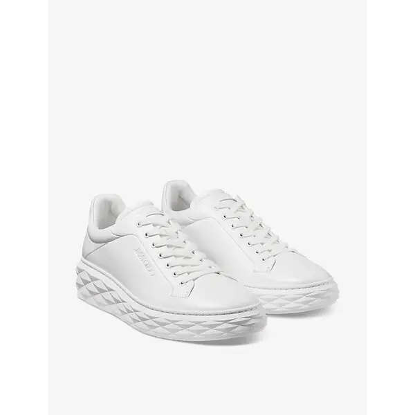 JIMMY CHOO Diamond Maxi Logo-embossed Leather Low-top Trainers - V White/white