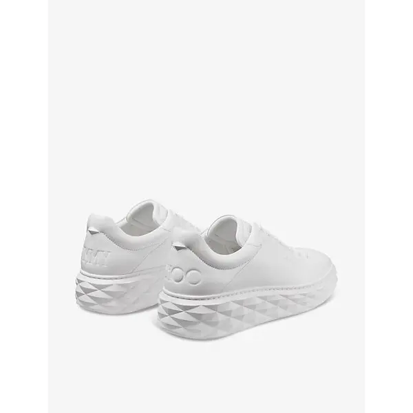 JIMMY CHOO Diamond Maxi Logo-embossed Leather Low-top Trainers - V White/white