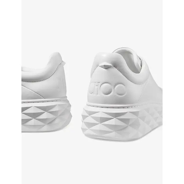 JIMMY CHOO Diamond Maxi Logo-embossed Leather Low-top Trainers - V White/white