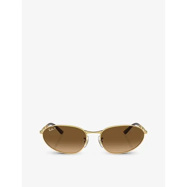 Ray-ban Oval-frame Metal Sunglasses - Gold