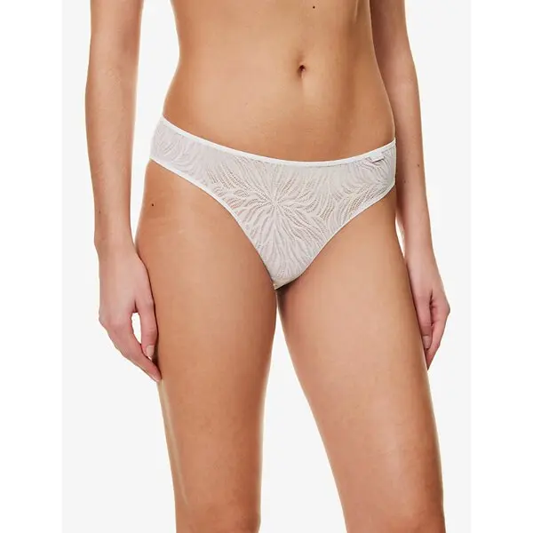 Calvin Klein Sheer Marquisette Embroidered Stretch-lace Briefs - White