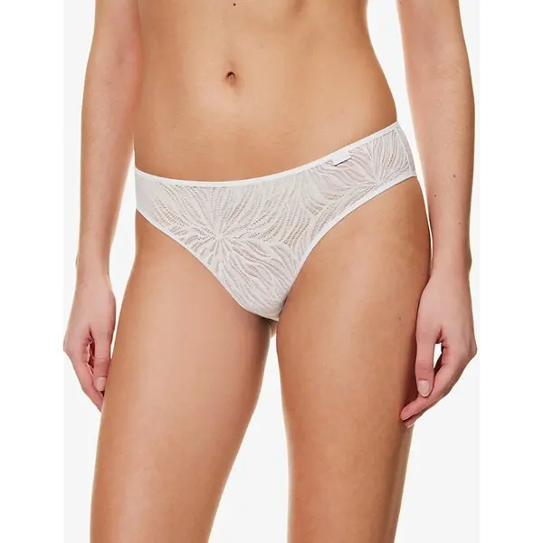 Calvin Klein Sheer Marquisette Embroidered Stretch-lace Briefs - White