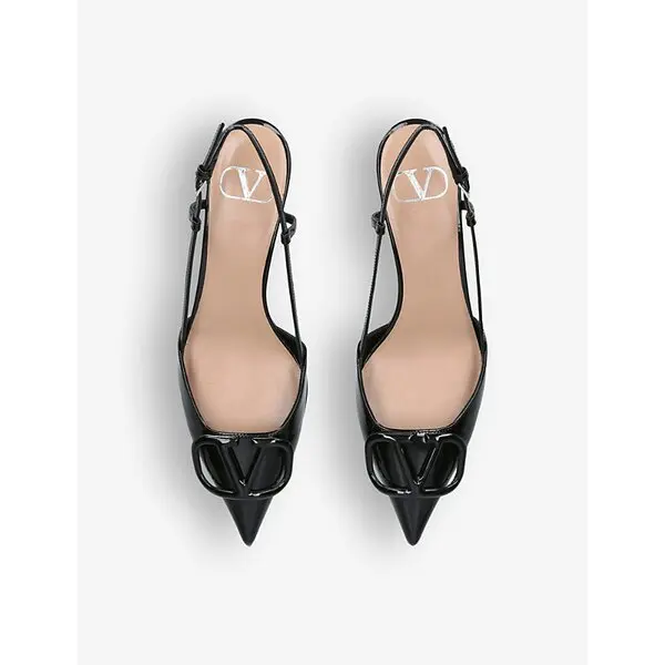 Valentino Garavani Vlogo 40 Patent-leather Slingback Courts - Black