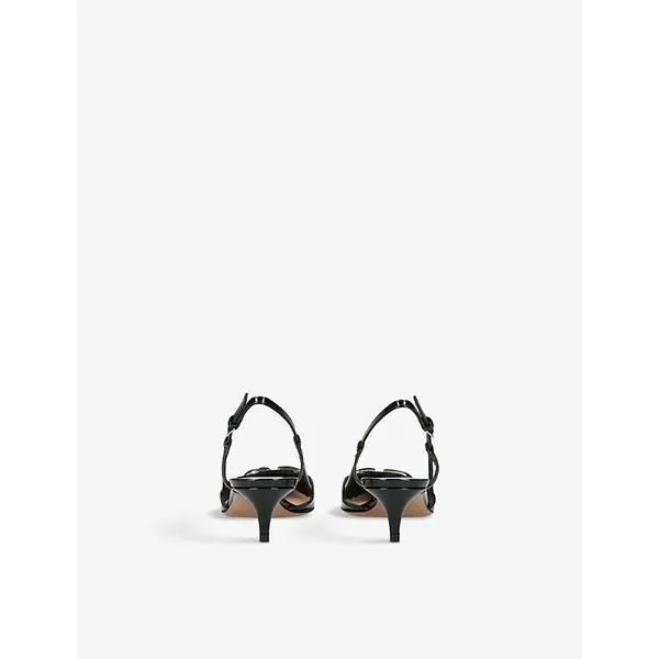 Valentino Garavani Vlogo 40 Patent-leather Slingback Courts - Black