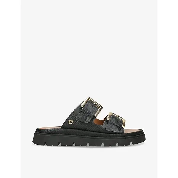 Carvela Pavilion Buckle-strap Leather Sandals - Black