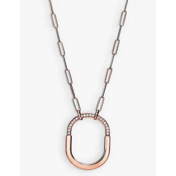 Tiffany & Co. Lock 18ct Diamond Pendant Necklace - Rose Gold