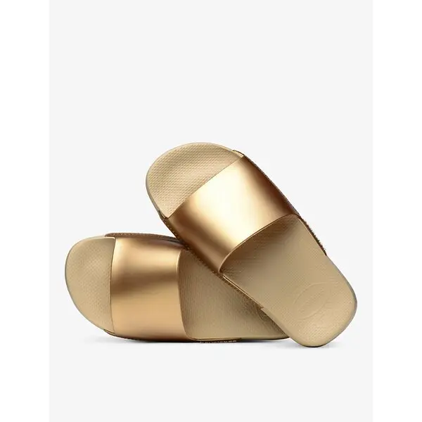 Havaianas Classic Metallic Rubber Sliders - Sand Grey