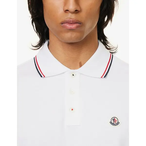 Moncler Brand-patch Split-hem Cotton-piqué Polo Shirt