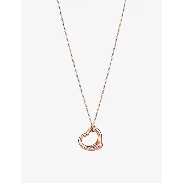 Tiffany & Co. Elsa Peretti Open Heart Diamond Necklace - Rose Gold