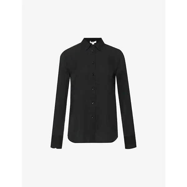 Vince Long-sleeved Slim-fit Stretch-silk Shirt - Black