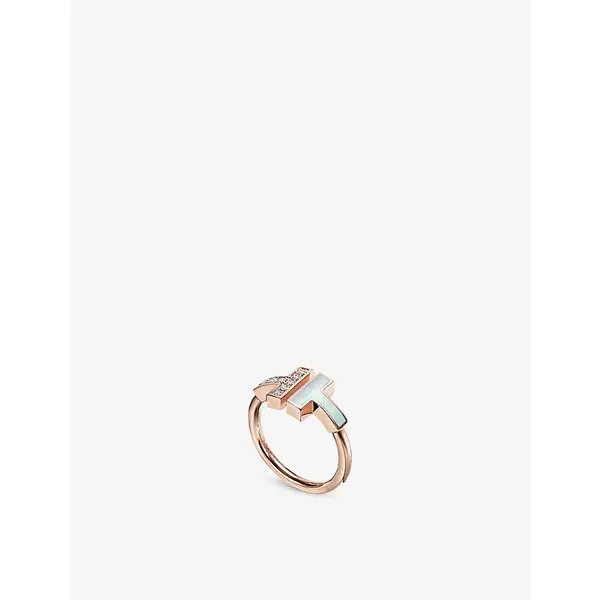 Tiffany & Co. T 18ct Rose-gold, Mother-of-pearl And Diamond Ring - Rose Gold