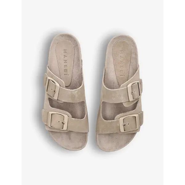 Manebí Traveler Nordic Double-buckle Suede Sandals - Taupe