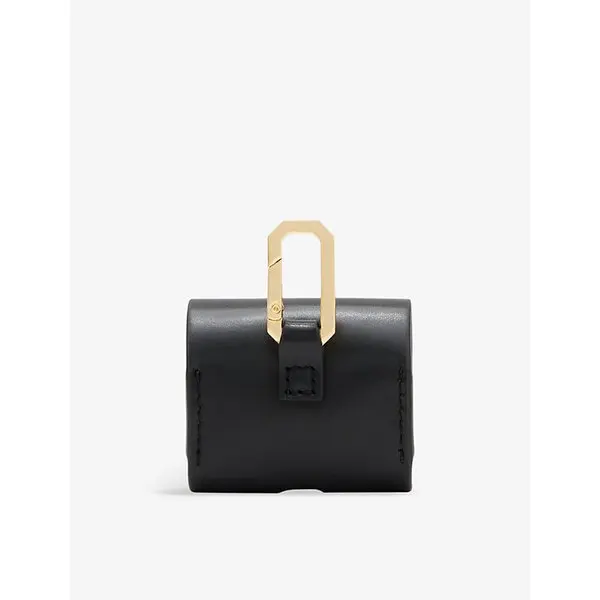 ALLSAINTS Logo-debossed Leather Airpod Case