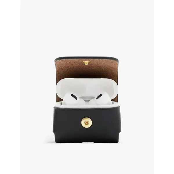 ALLSAINTS Logo-debossed Leather Airpod Case