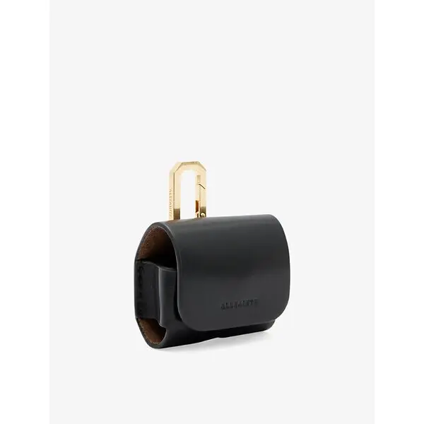 ALLSAINTS Logo-debossed Leather Airpod Case