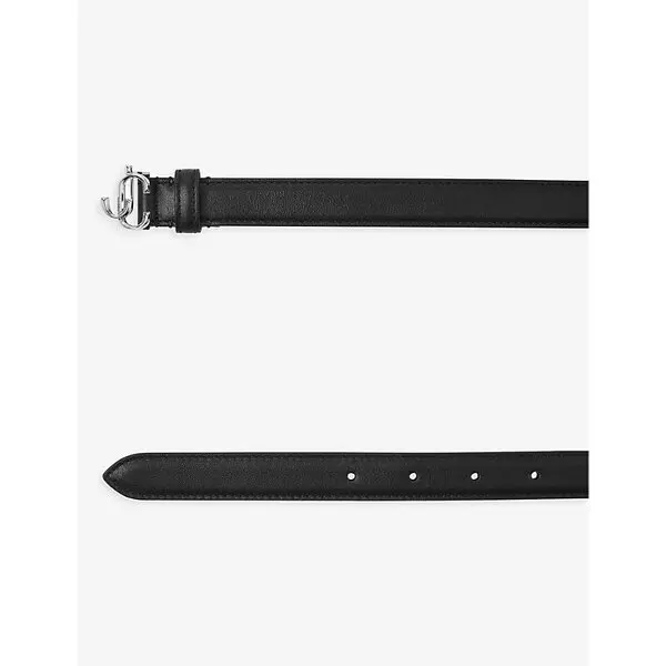 Jimmy Choo Helina Brand-Plaque Mini Leather Belt - Black  display picture 2