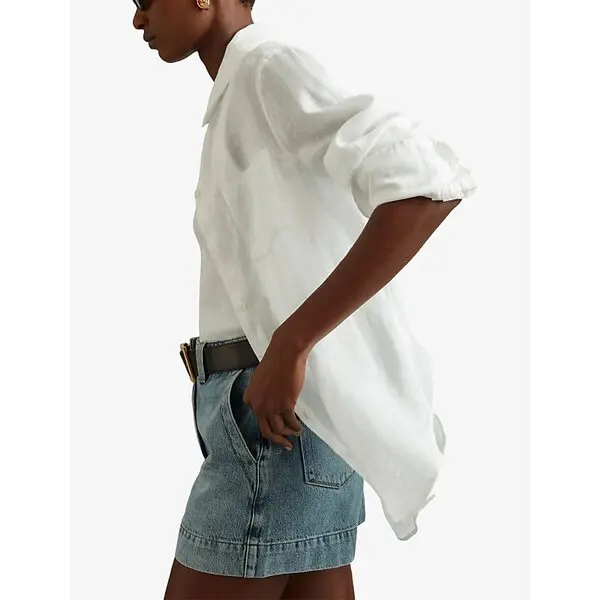 REISS Belle Relaxed-fit Long-sleeve Linen Shirt - White