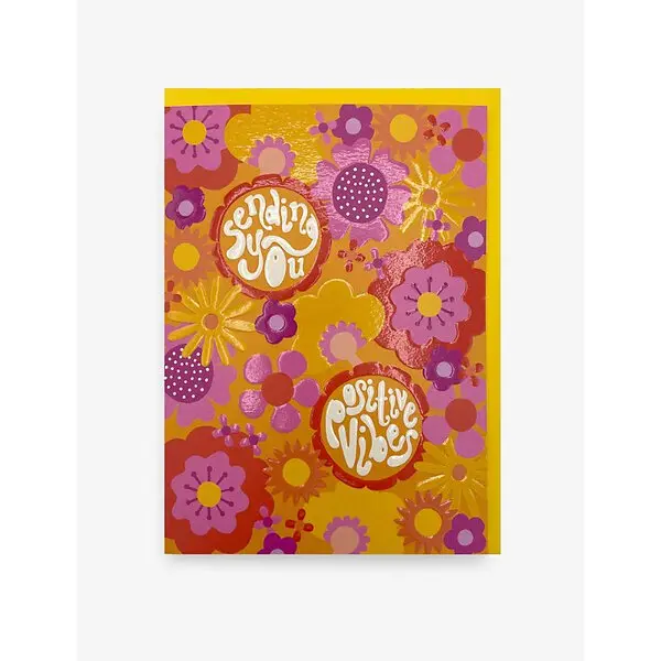 RASPBERRY BLOSSOM Sending You Positive Vibes' Greetings Card 18cm X 13cm - One-color