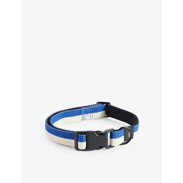 HAY Stripe Flat Dog Collar - Blue And Off White