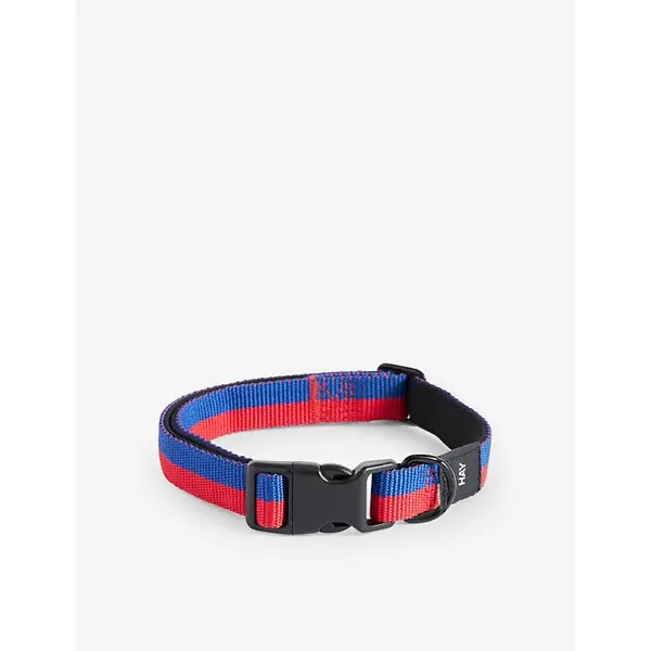 HAY Stripe Flat Dog Collar - Red And Blue