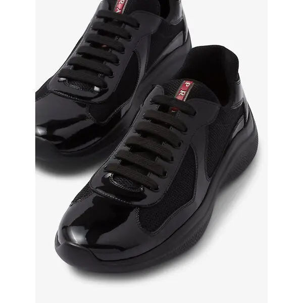 Prada America's Cup Leather And Mesh Trainers - Black
