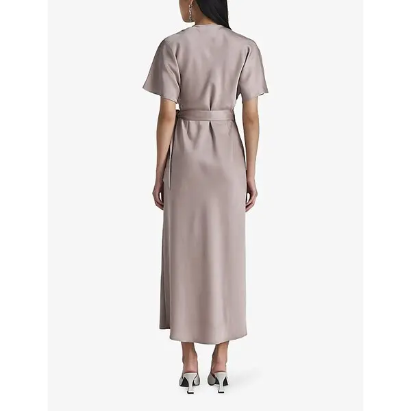 Twist & Tango Shana Wrap-Tie Satin Midi Dress In Lt Taupe - 39% Off |  Editorialist