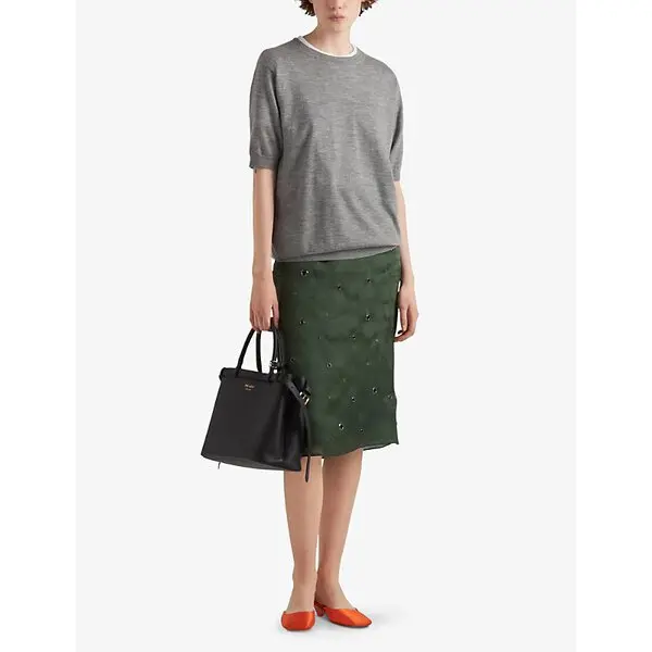 Prada Buckle Leather Medium Tote Bag