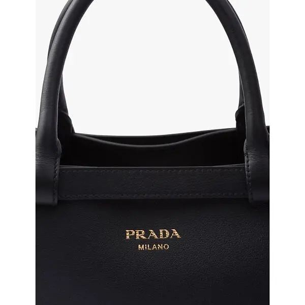Prada Buckle Leather Medium Tote Bag