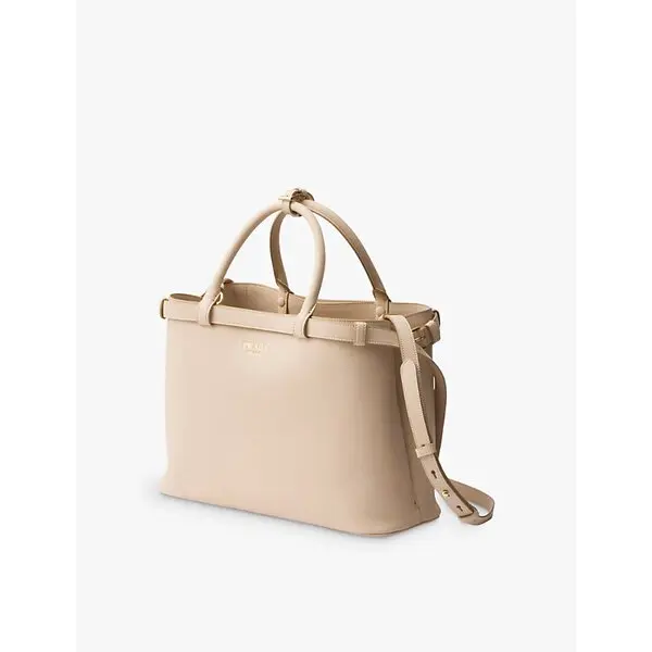 Prada Buckle Leather Medium Tote Bag