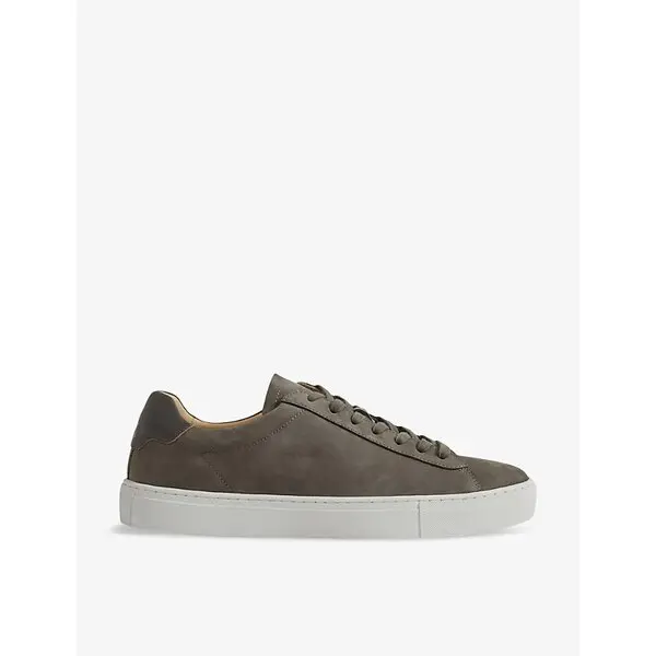 REISS Logo-embossed Leather Low-top Trainers - Grey