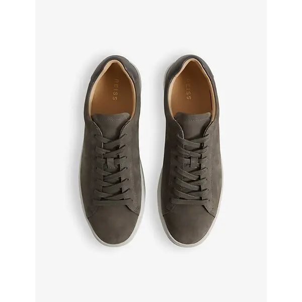 REISS Logo-embossed Leather Low-top Trainers - Grey