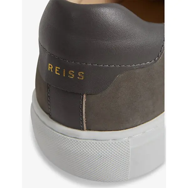 REISS Logo-embossed Leather Low-top Trainers - Grey