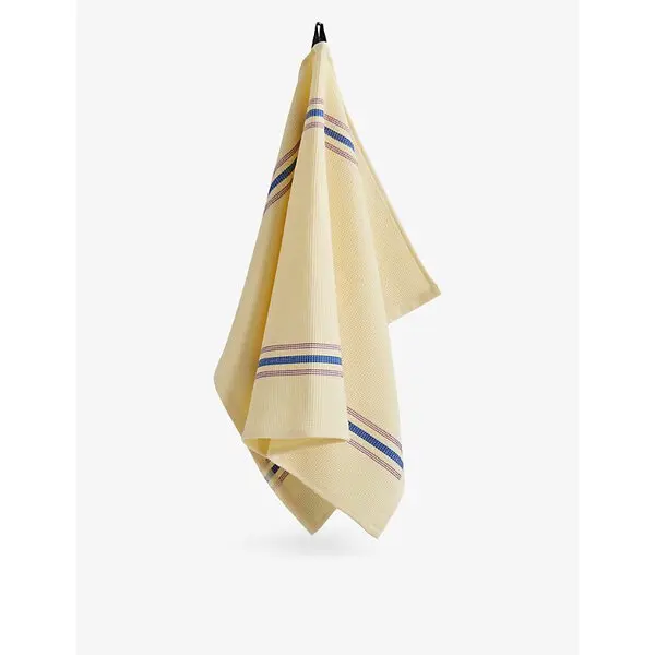 HAY Canteen Striped Cotton Tea Towel - Cream And Blue