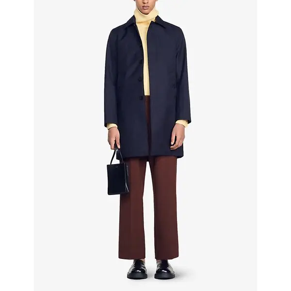 Sandro Collared Waterproof Shell Coat - Bleus
