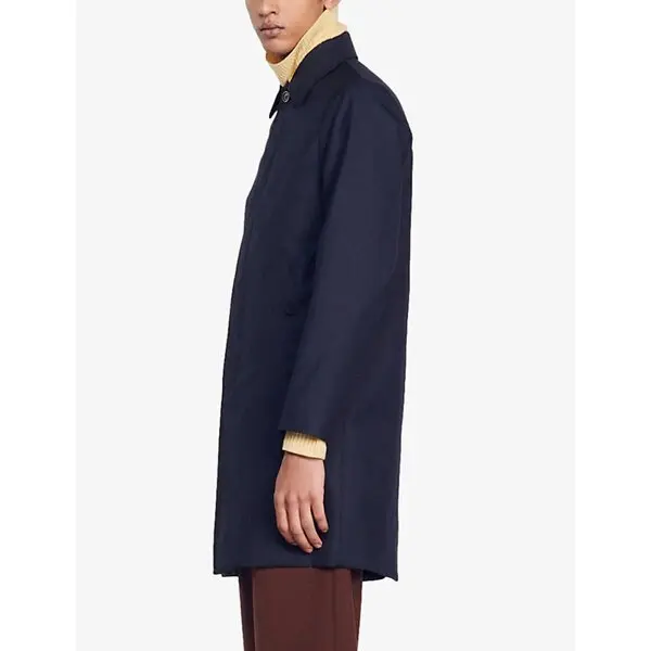 Sandro Collared Waterproof Shell Coat - Bleus