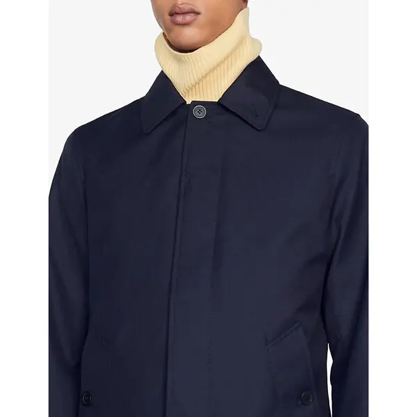 Sandro Collared Waterproof Shell Coat - Bleus