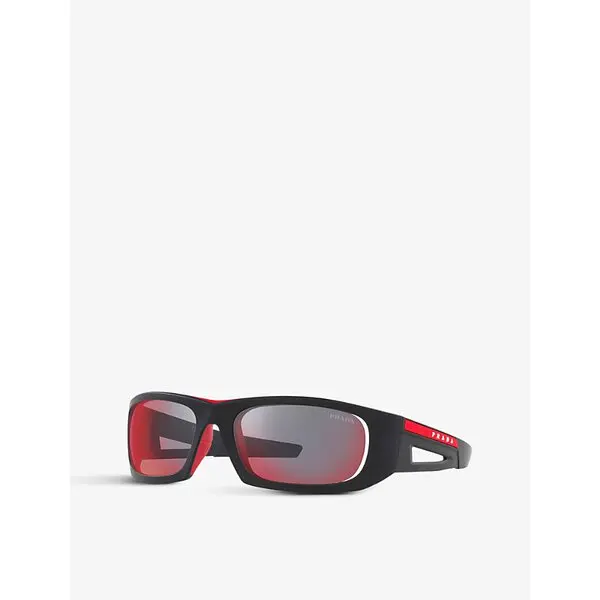 Prada Linea Rossa Ps 02ys Wrap-Around Sunglasses - Black  display picture 3