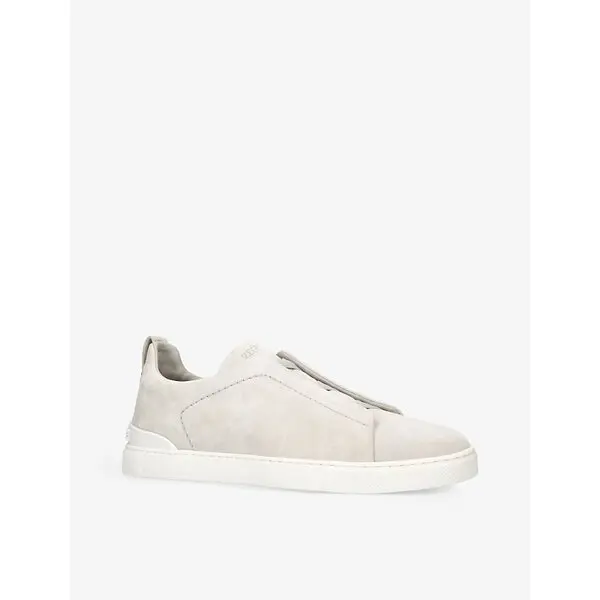 Zegna Triple Stitch Suede Low-top Trainers - Bone
