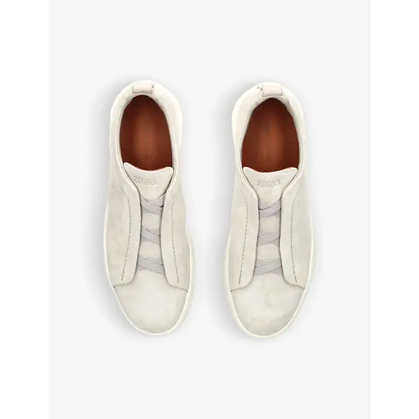 Zegna Triple Stitch Suede Low-top Trainers - Bone