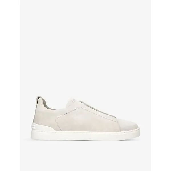 Zegna Triple Stitch Suede Low-top Trainers - Bone