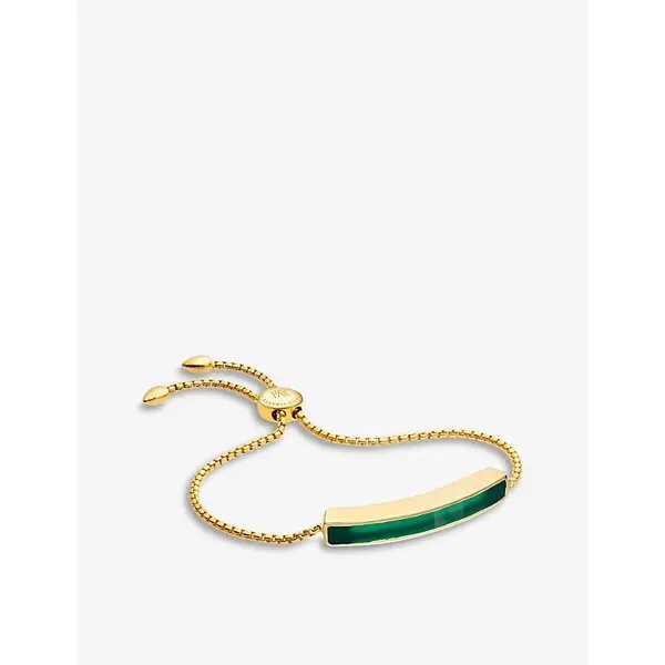 Monica Vinader Baja Vermeil And Green Onyx Bracelet - Silver