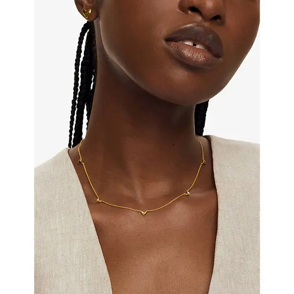 Monica Vinader Heart Station 18ct Gold-plated Necklace - Yellow Gold