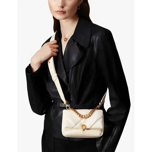 BVLGARI Serpenti Maxi Cabochon Small Cross-body Bag - White