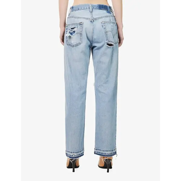 CASEY JEAN BY JEAN VINTAGE Distressed Straight-leg Mid-rise Jeans